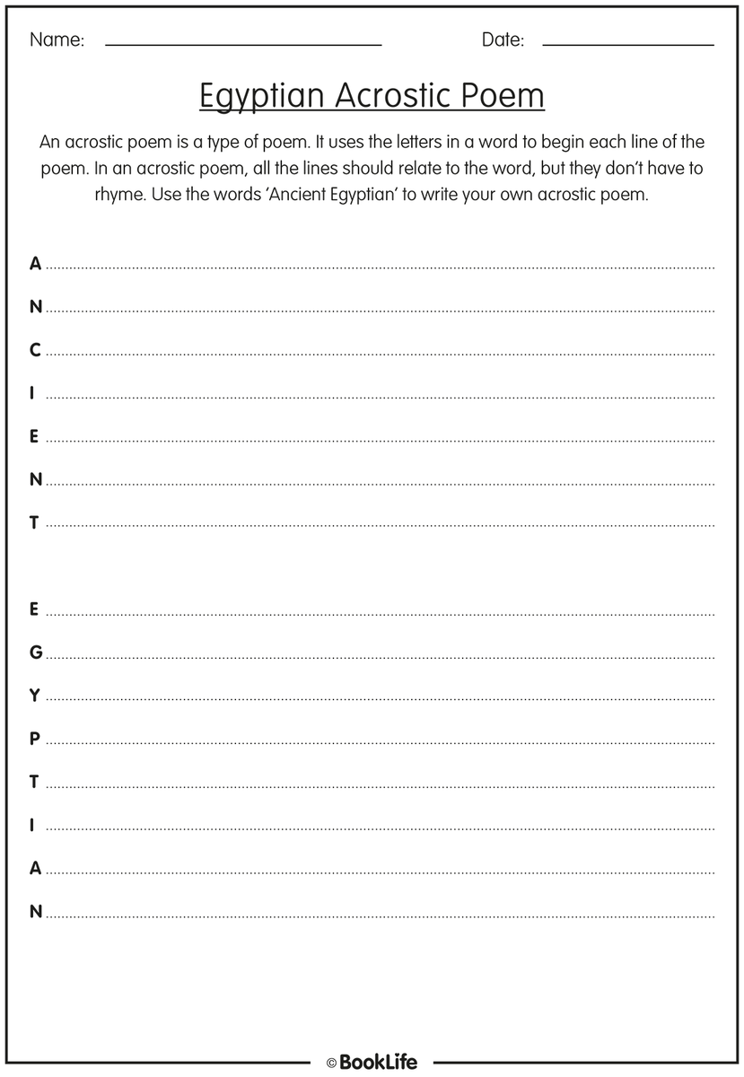 Free Resource | Ancient Egyptian Acrostic Poem – BookLife