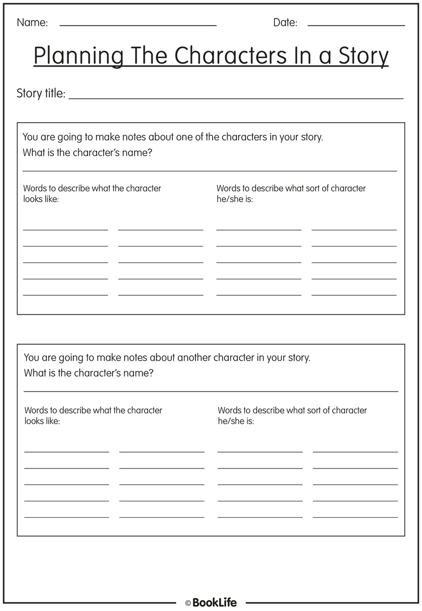 Free Activity Sheet | Character Creation – BookLife